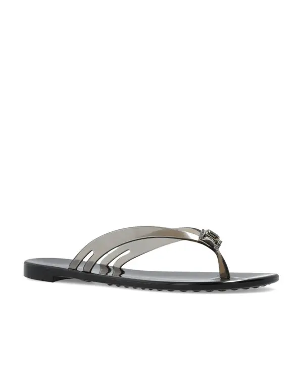 Casadei Jelly Crystal Embellished Flip Flops