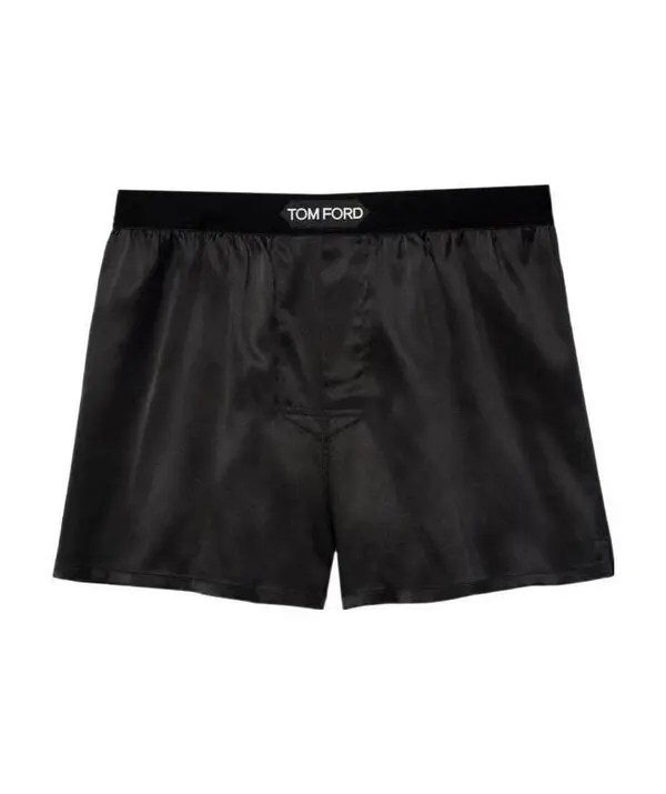 TOM FORD Logo-waistband Stretched Satin Boxers - Black