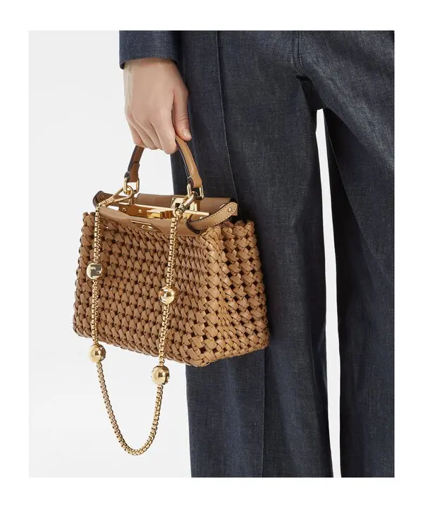 Fendi Woven Leather Top Handle Bag