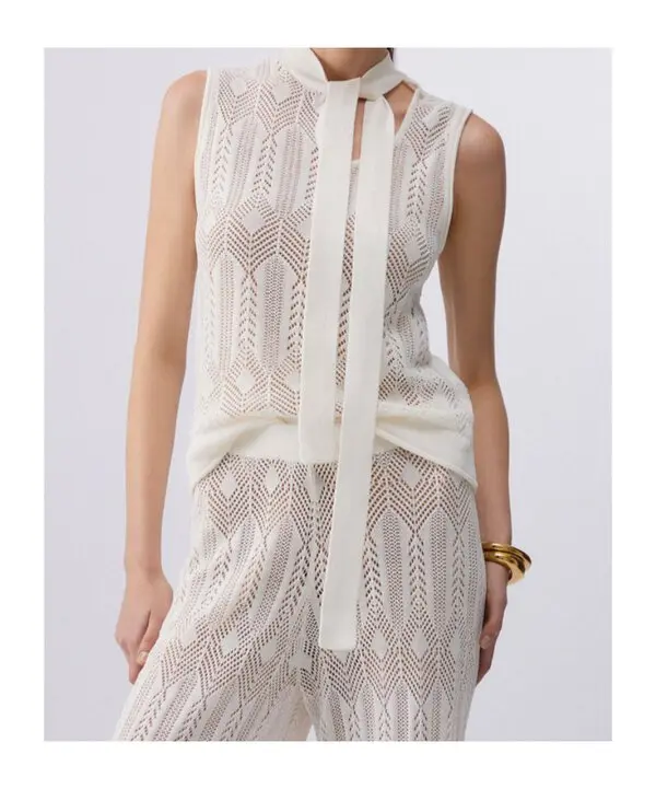 Liu Jo Openwork Knit Top With Tonal Bow Detail