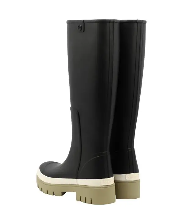 Tory Burch Knee-high Rubber Boots With Lug Sole