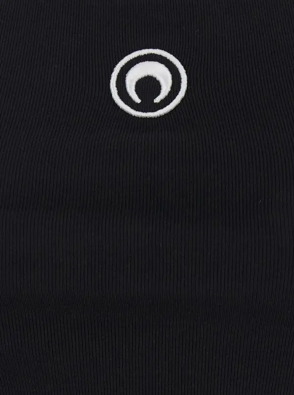 MARINE SERRE Contrast Trim Moon Logo Ribbed Tank Top