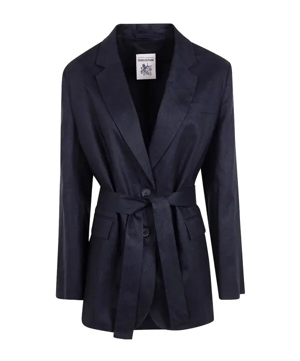 SEMICOUTURE Belted Blazer With Flap Pockets