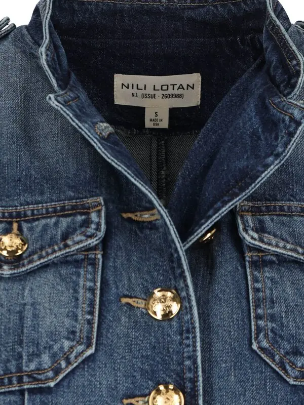 NILI LOTAN Long Sleeve Buttoned Denim Jacket