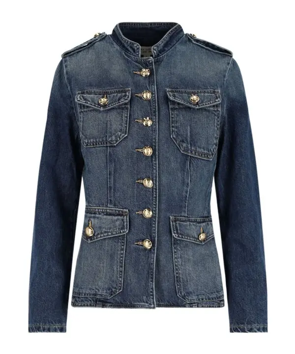 NILI LOTAN Long Sleeve Buttoned Denim Jacket
