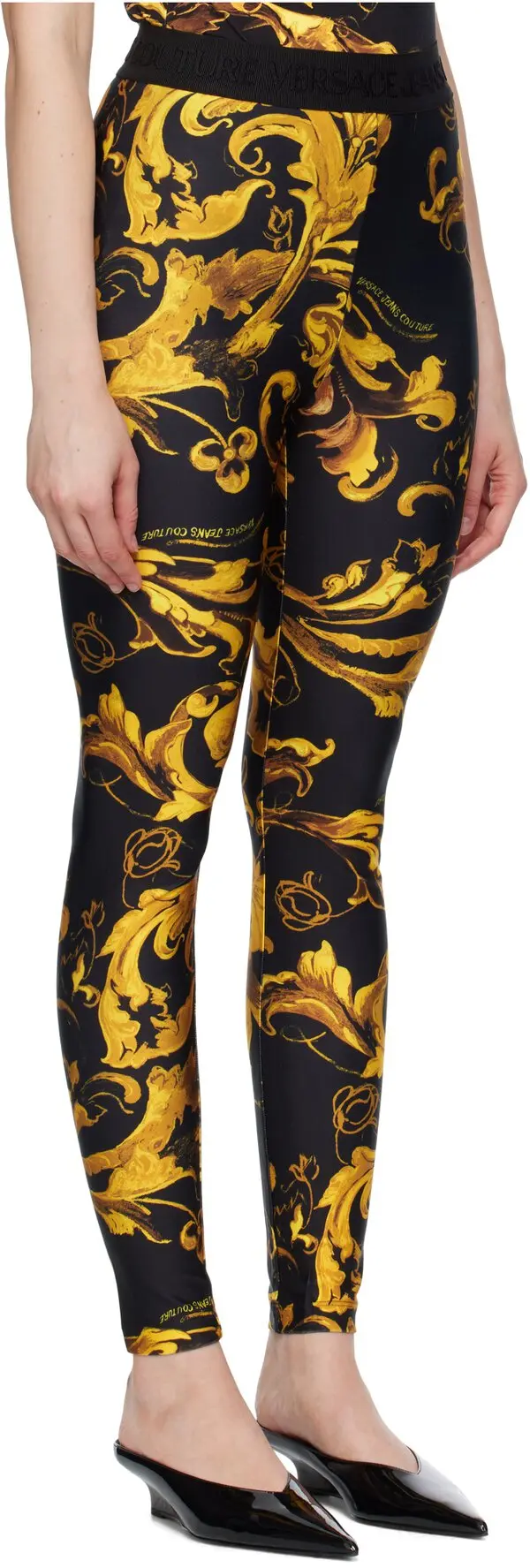 Versace Barocco-printed Stretched Leggings - Black