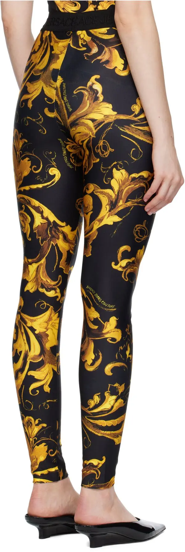 Versace Barocco-printed Stretched Leggings - Black