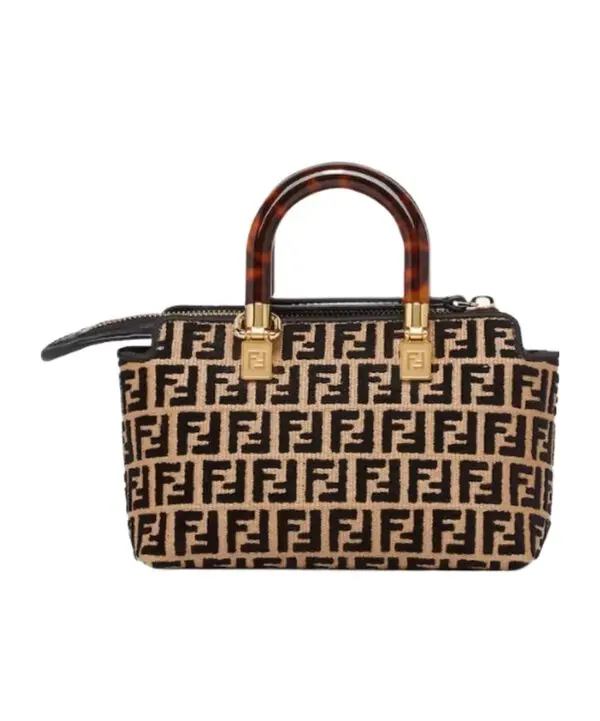 Fendi Small Raffia Boston Bag With Ff Motif