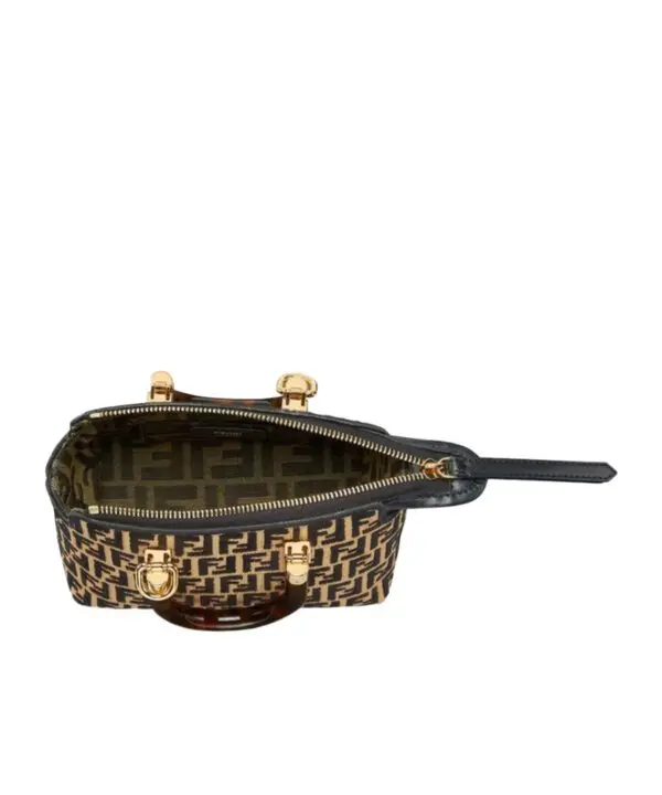 Fendi Small Raffia Boston Bag With Ff Motif