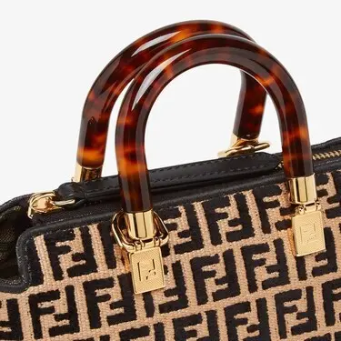 Fendi Small Raffia Boston Bag With Ff Motif