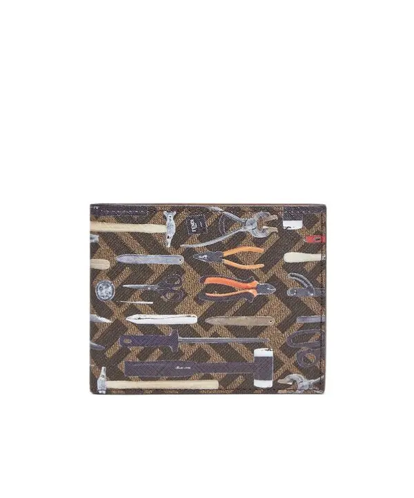 Fendi Tools Printed Bi-fold Wallet - Brown