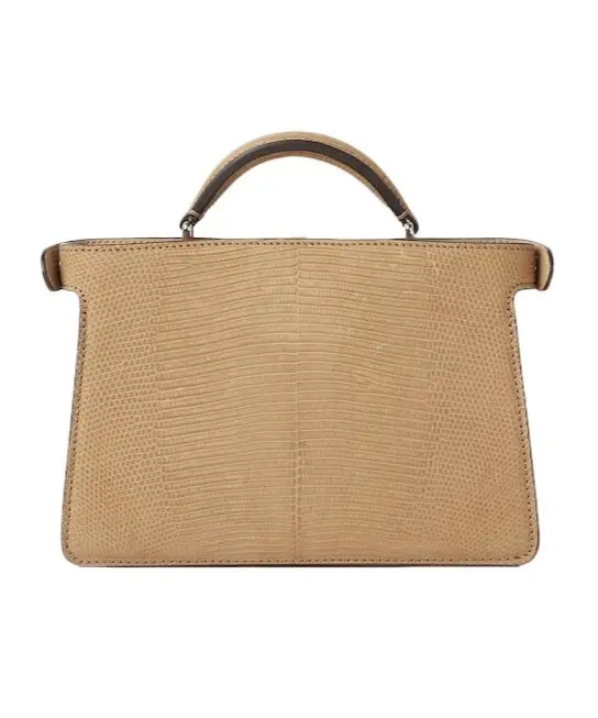 Fendi Peekaboo Iseeu X-cross Nubuck Lizard Leather Bag - Beige