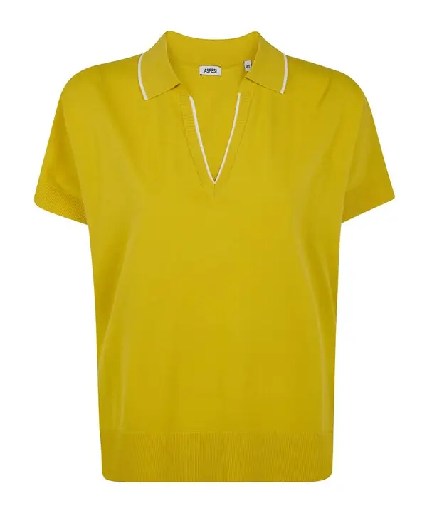Aspesi Knit Polo Top With Contrast Trim