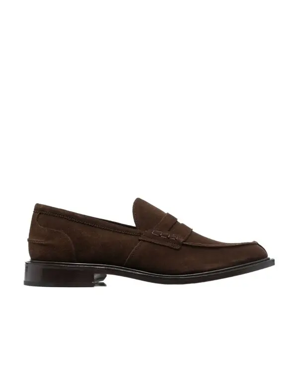 TRICKER'S Suede Penny Loafers - Black