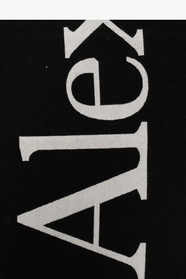 Alexander McQueen Logo Intarsia Knitted Fringed Scarf