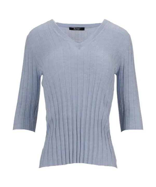 Lela Rose V-neck Ribbed Knit Top