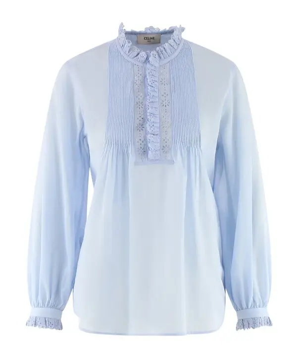Celine Long Sleeve Shirt With Lace Trim