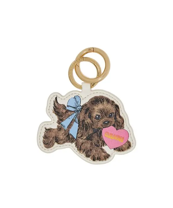 GANNI Puppy Charm Keyring - Tobacco Brown
