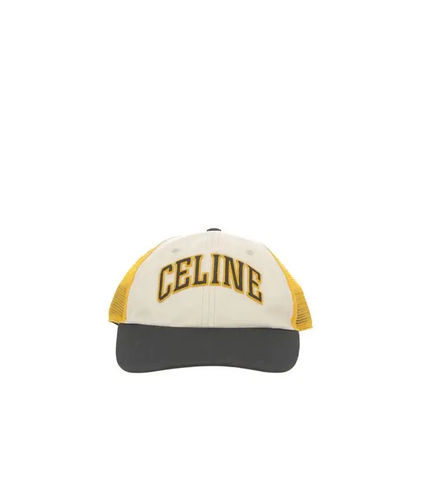 Celine Logo Trucker Hat - Beige/yellow/dark