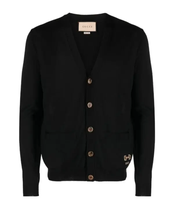 Gucci Logo Embroidered V-neck Cardigan