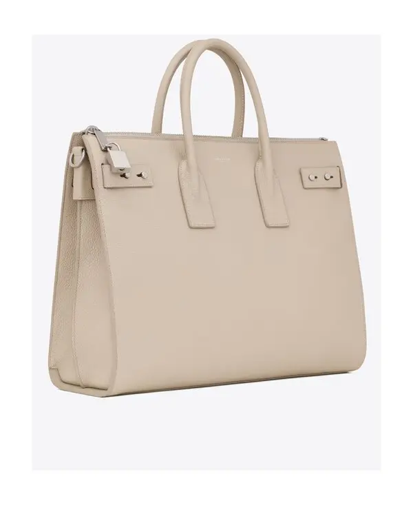 Saint Laurent Sac De Jour Thin Large Grained Leather Handbag - Nude