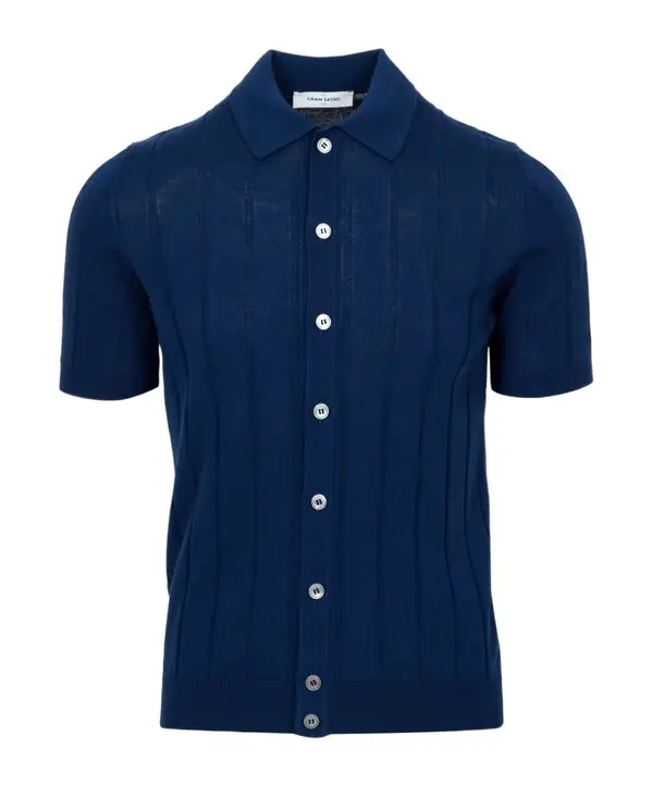 GRAN SASSO Ribbed-knit Button-up Shirt