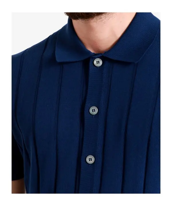 GRAN SASSO Ribbed-knit Button-up Shirt