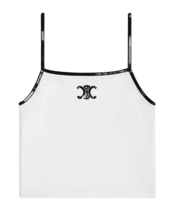 Celine Embroidered Triomphe Tank Top - Grey/black
