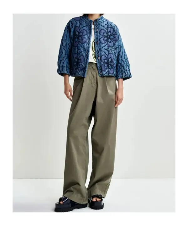 Essentiel Antwerp Quilted Embroidered Short Denim Jacket