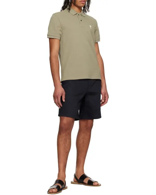 AMI Paris De Coeur Logo Embroidered Polo Shirt - Green