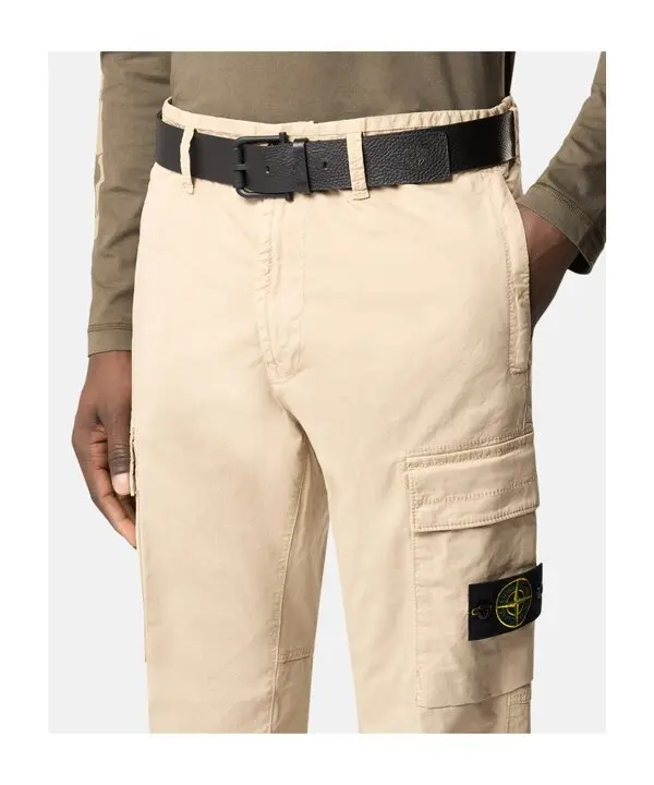 Stone Island Logo Debossed Leather Belt