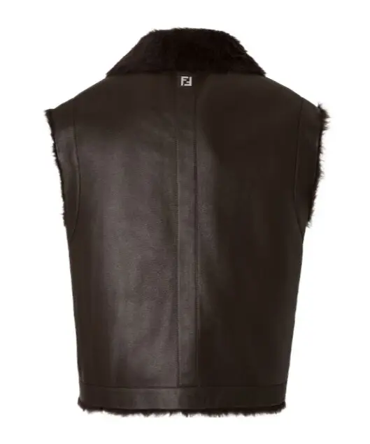 Fendi Ff Plaque Cropped Shearling Vest