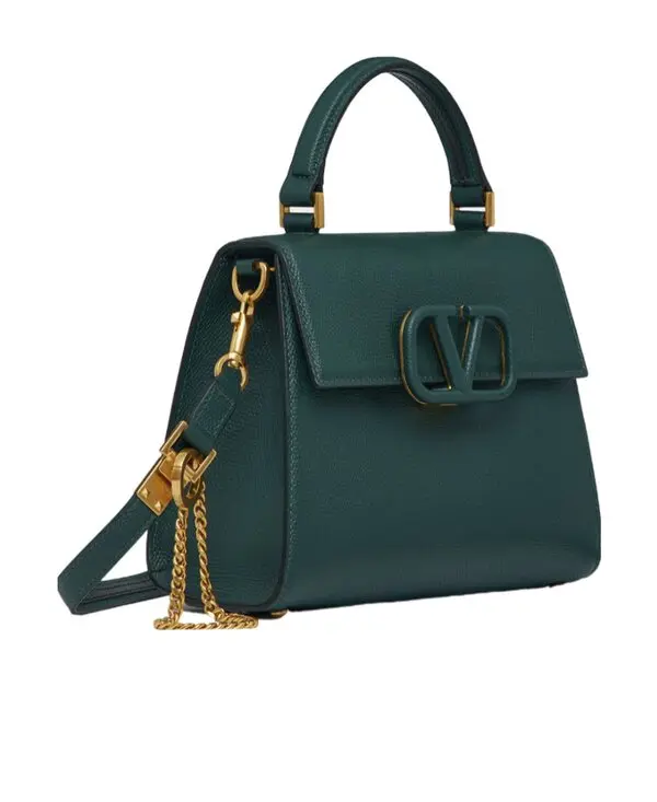 Valentino Garavani Vsling Small Grainy Calfskin Handbag With Logo Detail