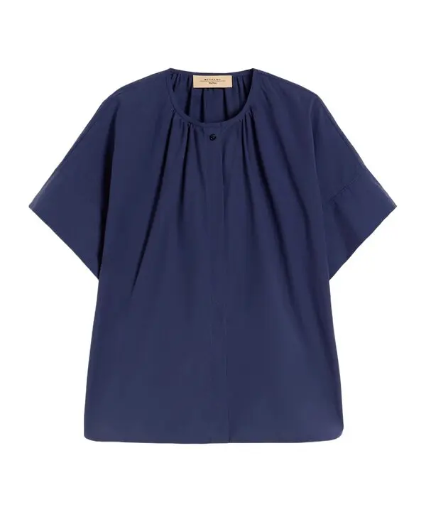 Max Mara Gathered Cotton Poplin Blouse