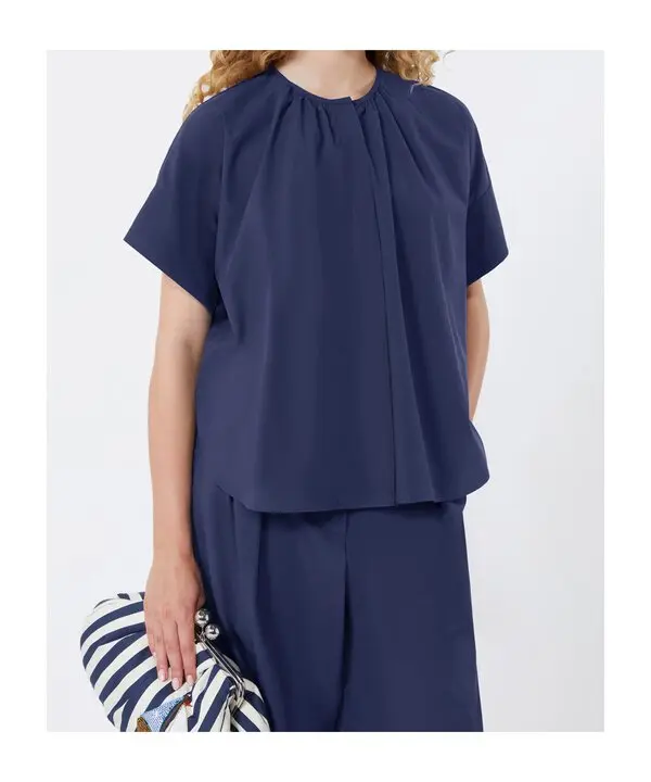Max Mara Gathered Cotton Poplin Blouse
