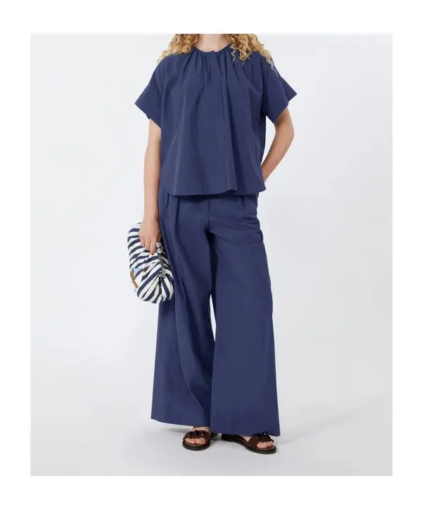 Max Mara Gathered Cotton Poplin Blouse