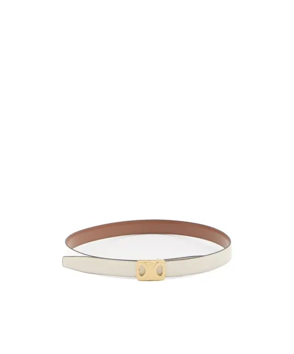Celine Medium 25mm Reversible Framed Triomphe Belt In Taurillon - Tan/rice