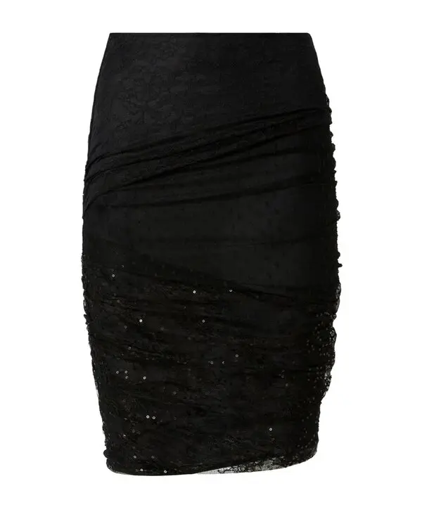 Pinko Patchwork Effect Lace Pencil Skirt