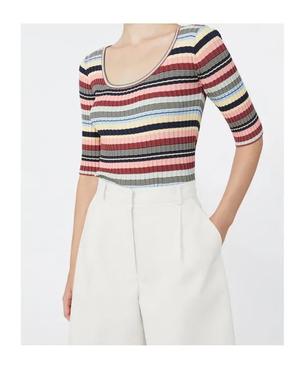 Max Mara Striped Cropped Knit Top