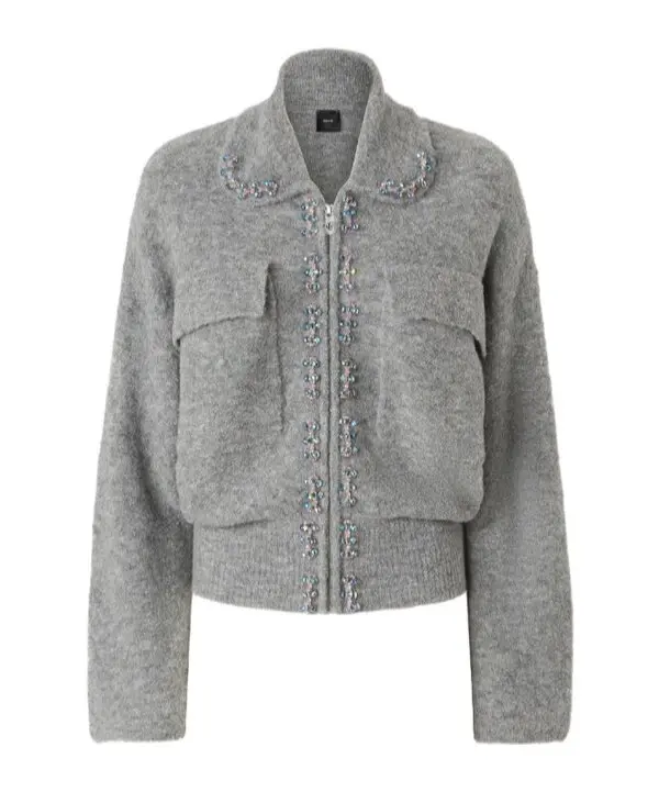 Pinko Embellished Collared Zip-up Jacket