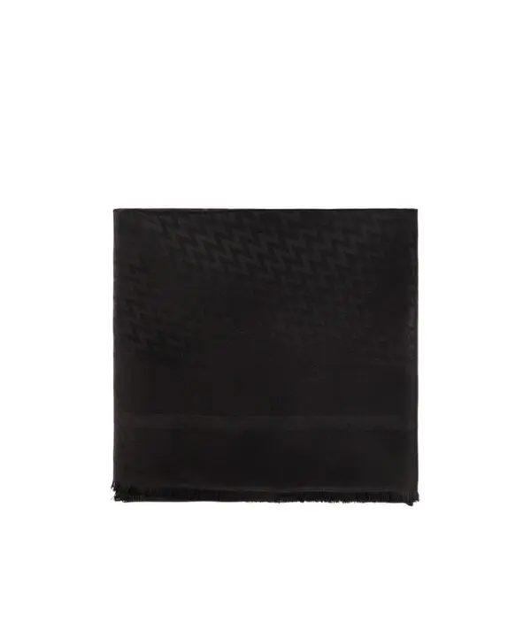 LANVIN Logo-jacquard Frayed Edge Scarf - Black