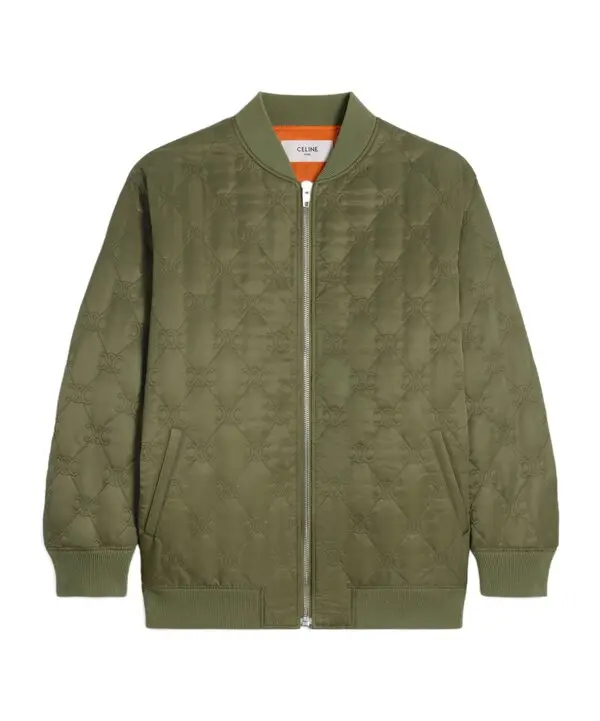 Celine Oversized Quilted Bomber Jacket - Khaki