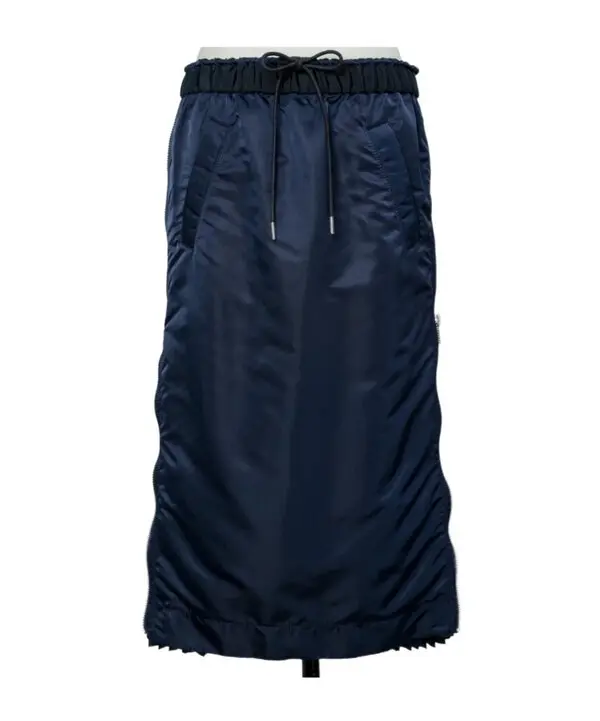Sacai Pleated Midi Skirt - Navy