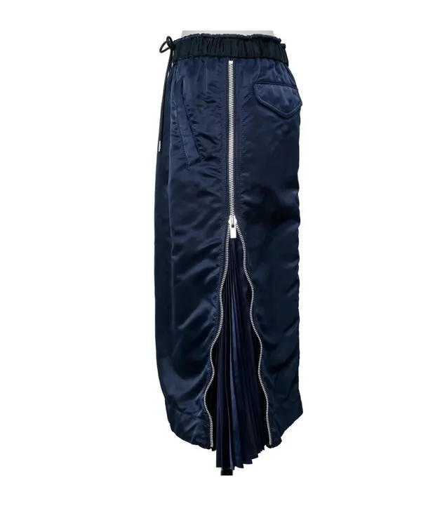 Sacai Pleated Midi Skirt - Navy