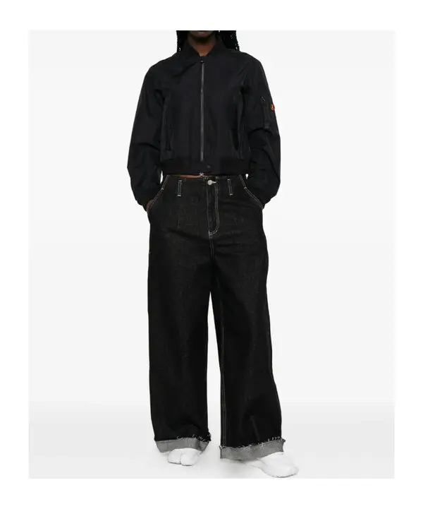SAVE THE DUCK Cropped Bomber Jacket With Ribbed Trim