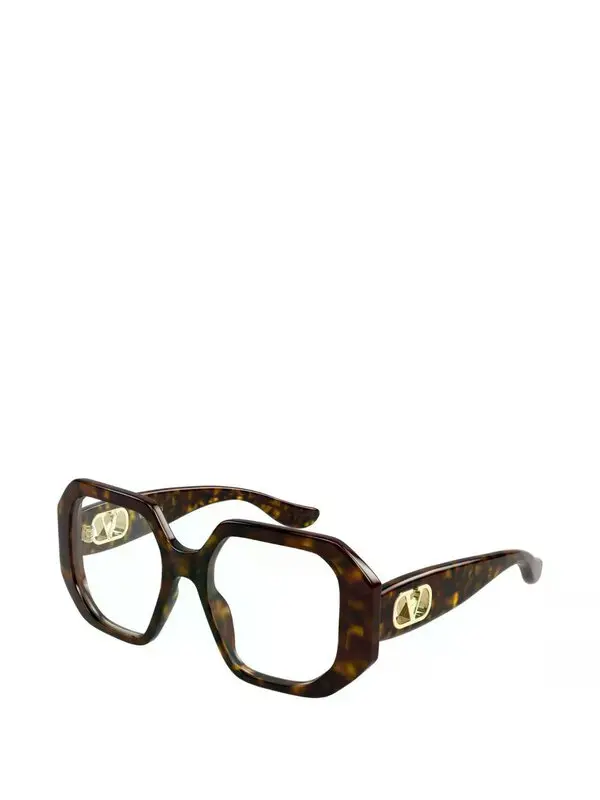 Valentino Garavani Vlogo Geometric-frame Glasses - Brown