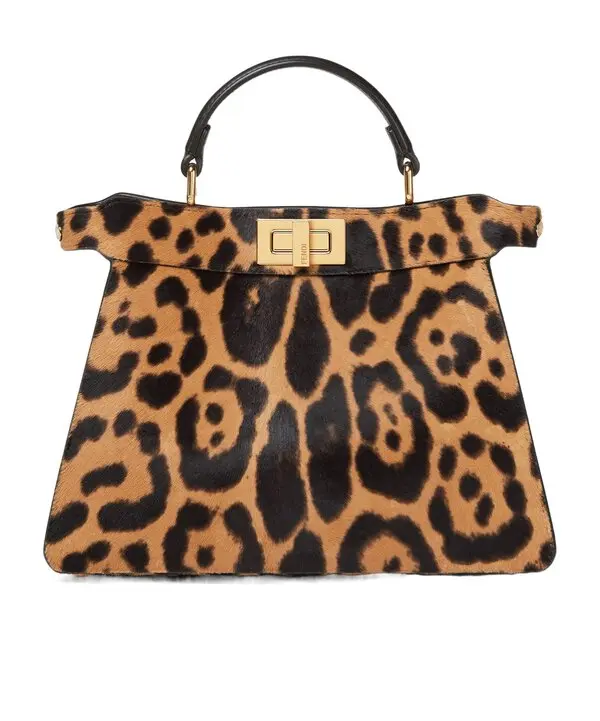 Fendi Peekaboo Mini Jaguar Print Bag - Brown