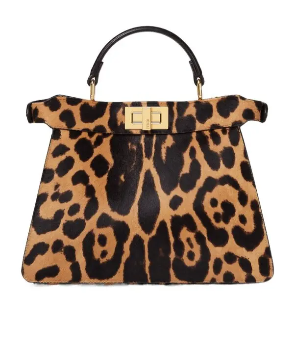 Fendi Peekaboo Mini Jaguar Print Bag - Brown