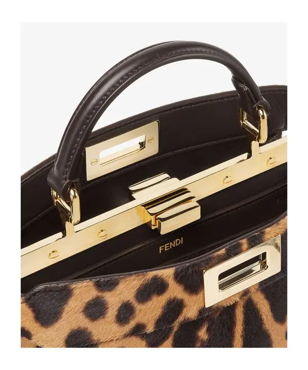 Fendi Peekaboo Mini Jaguar Print Bag - Brown