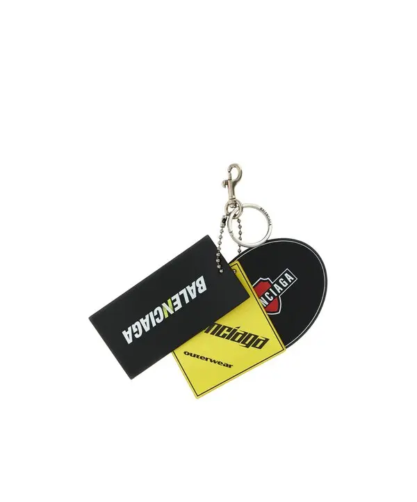 Balenciaga 3 Tags Charm Keyring - Black
